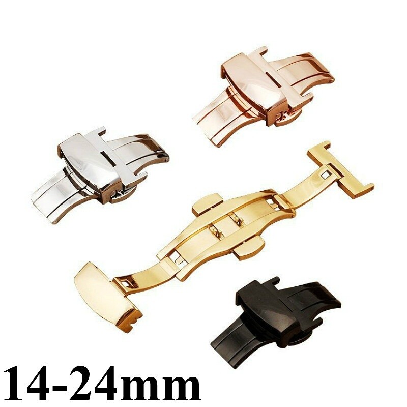 Fold Spring Watch Buckles Deployment Butterfly Clasp for Leather Strap ...