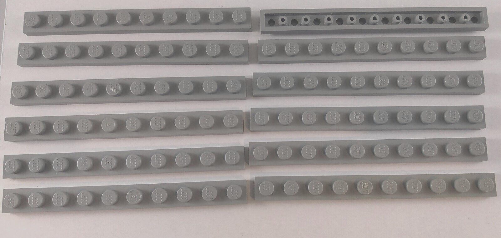 LEGO Lot of 12 PLATES Old Light Gray Grey 4477 Parts 1 x 10 Castle ...