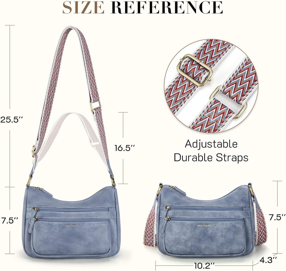 Missnine Crossbody Bags for Women Leather Purses Trendy Multi Pocket ...