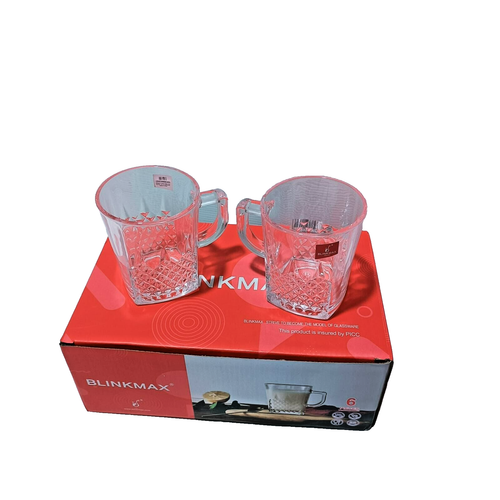 6 x 220ml BlinkMax Glass Coffee Mugs Hot Tea Cold Beverage Party ...