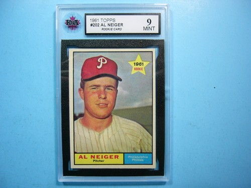 1961 TOPPS MLB BASEBALL CARD #202 AL NEIGER ROOKIE RC KSA 9 MINT SHARP+ ...