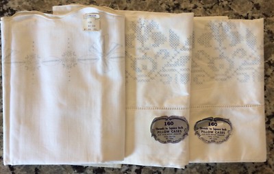 3 vtg pillow cases embroidery printed/incl hoop & instructions/Hinks ...