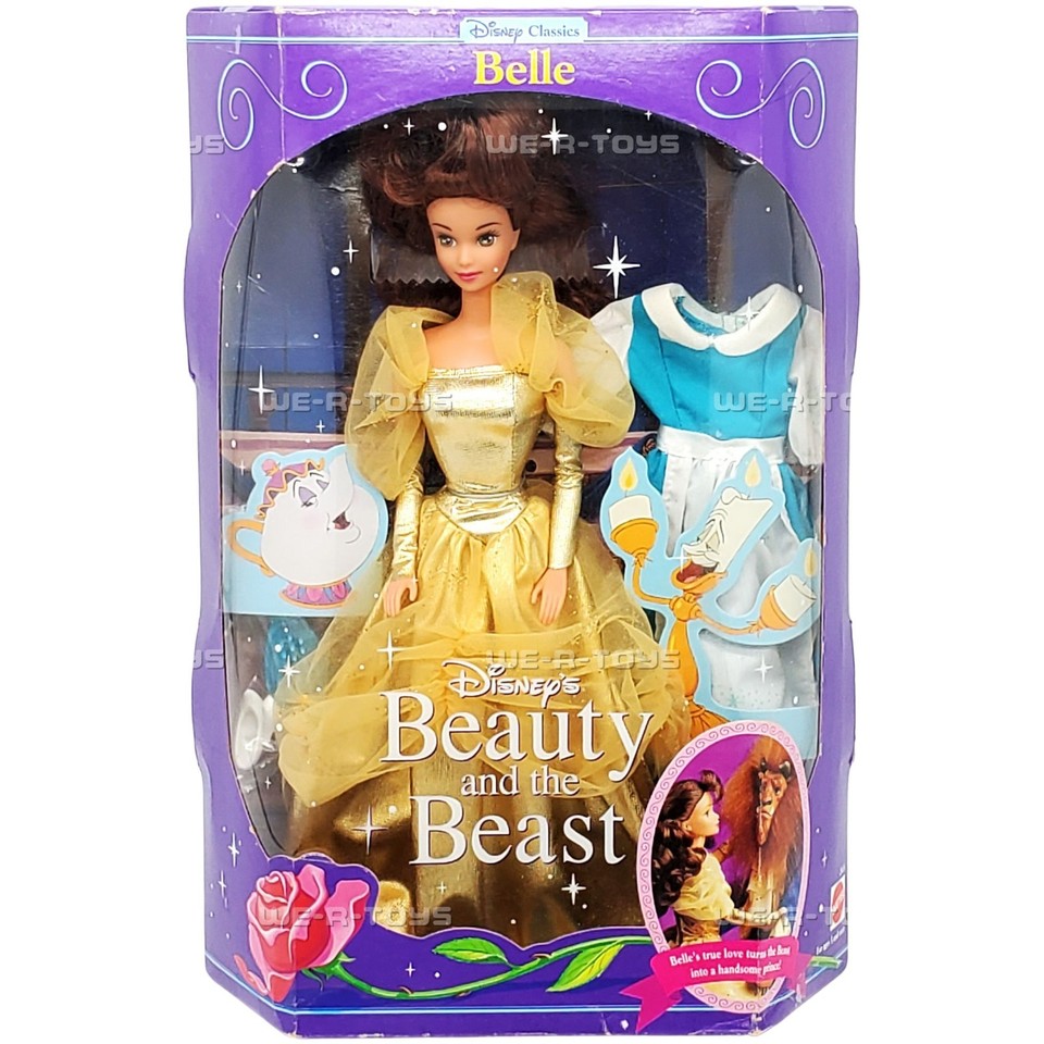 Disney Classics Beauty and the Beast Gold Dress Belle Doll 1991 Mattel ...