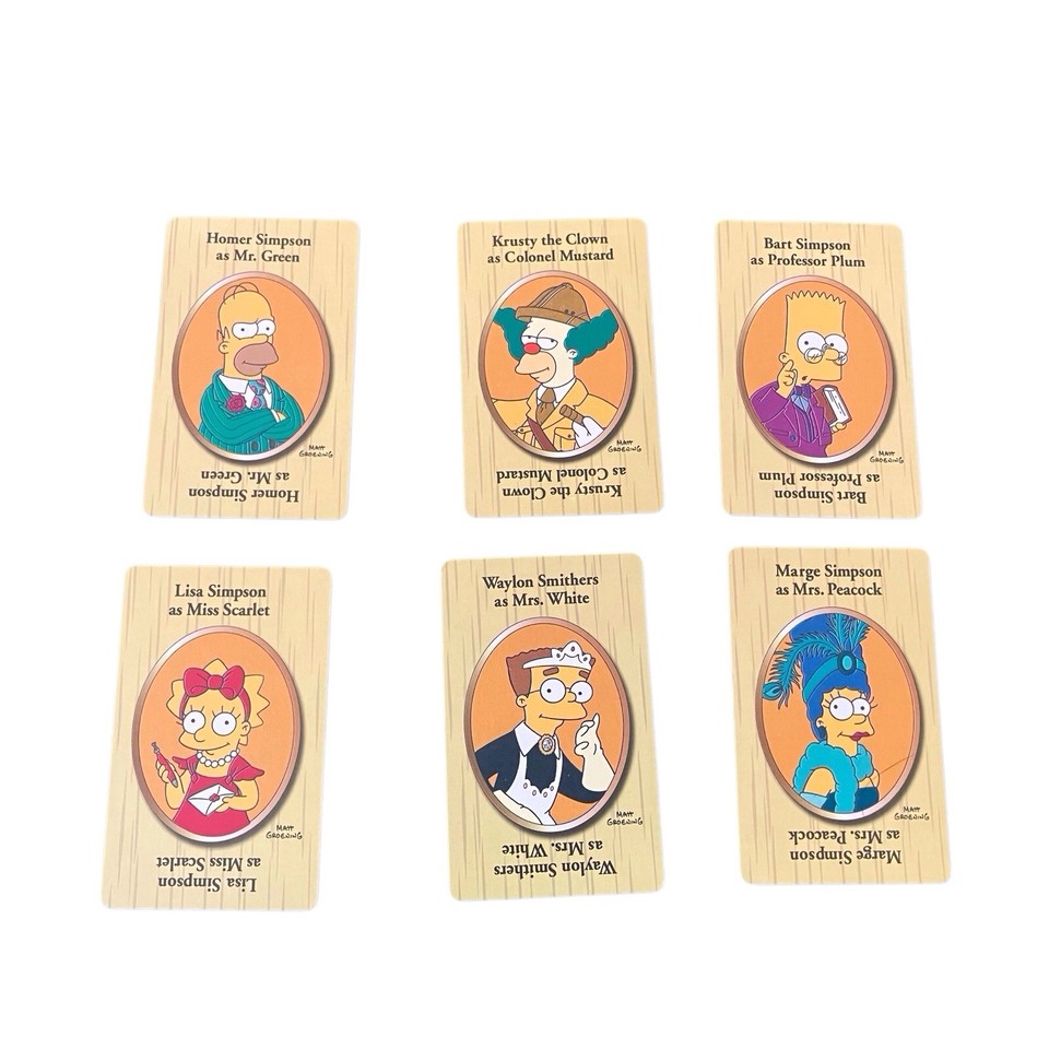 Simpsons Clue 2002 Replacement Game Pieces Parts Complete 21 Cards ...