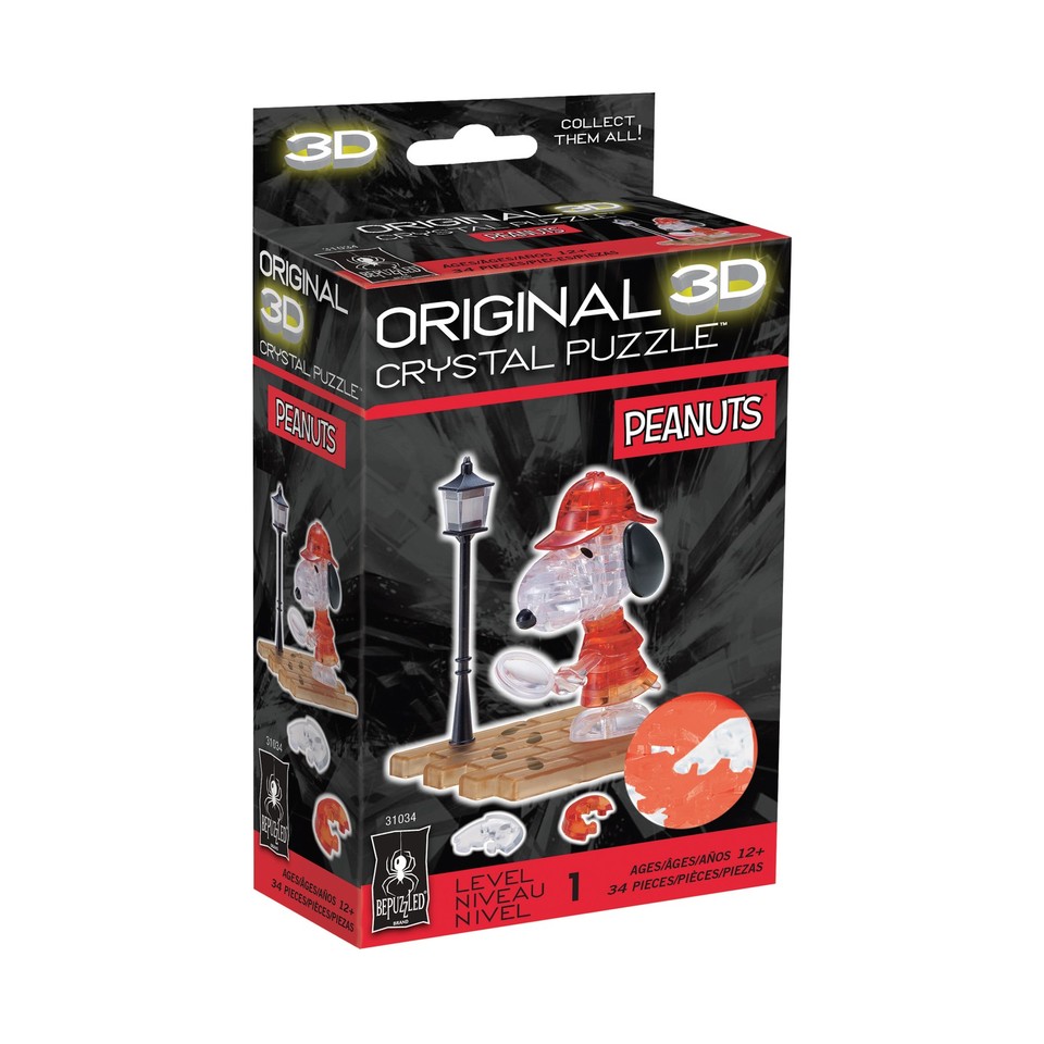 New - BePuzzled 3D Crystal Puzzle - Peanuts Detective Snoopy: 34 Pcs ...