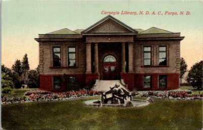 Postcard Carnegie Library NDAC Fargo ND | eBay