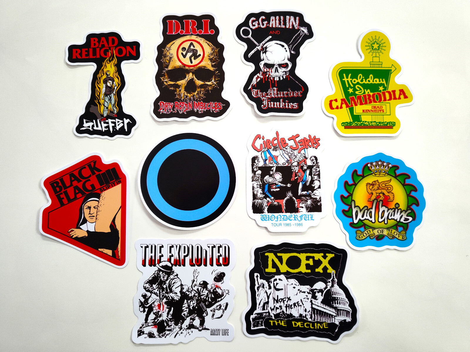 Punk Vinyl Sticker Lot (10 Stickers) SET 18 rock band crust hardcore ...