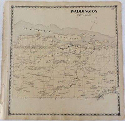 1865 NY St Lawrence County Town Waddington Antique Atlas Map | eBay