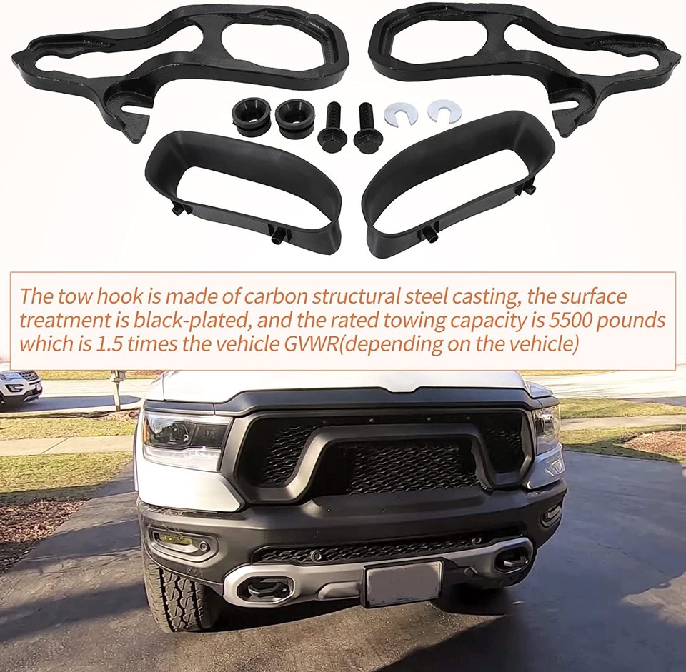 Heavy Duty Front Tow Hooks LH & Right For 2019-2024 Dodge Ram 1500 ...