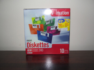 10-Pack Imation Neon Diskettes IBM Formatted 1.44MB 2HD NEW/SEALED | eBay