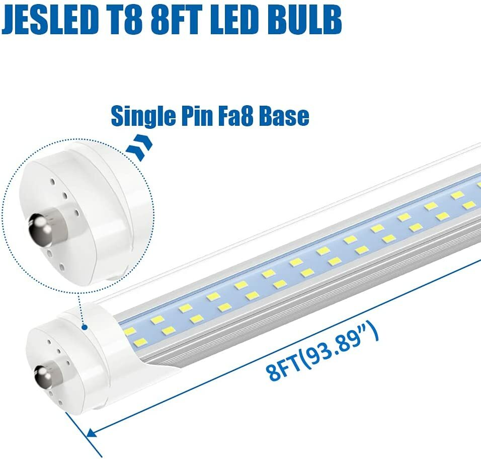 8FT LED Shop Light Bulb FA8 T8 Garage F96T12 8 Foot LED Tube Light 72W ...