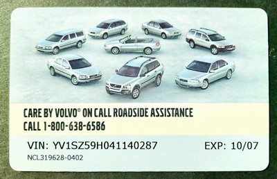VOLVO ROADSIDE ASSISTANCE CARD - NEW Never Used and Ships FREE | eBay