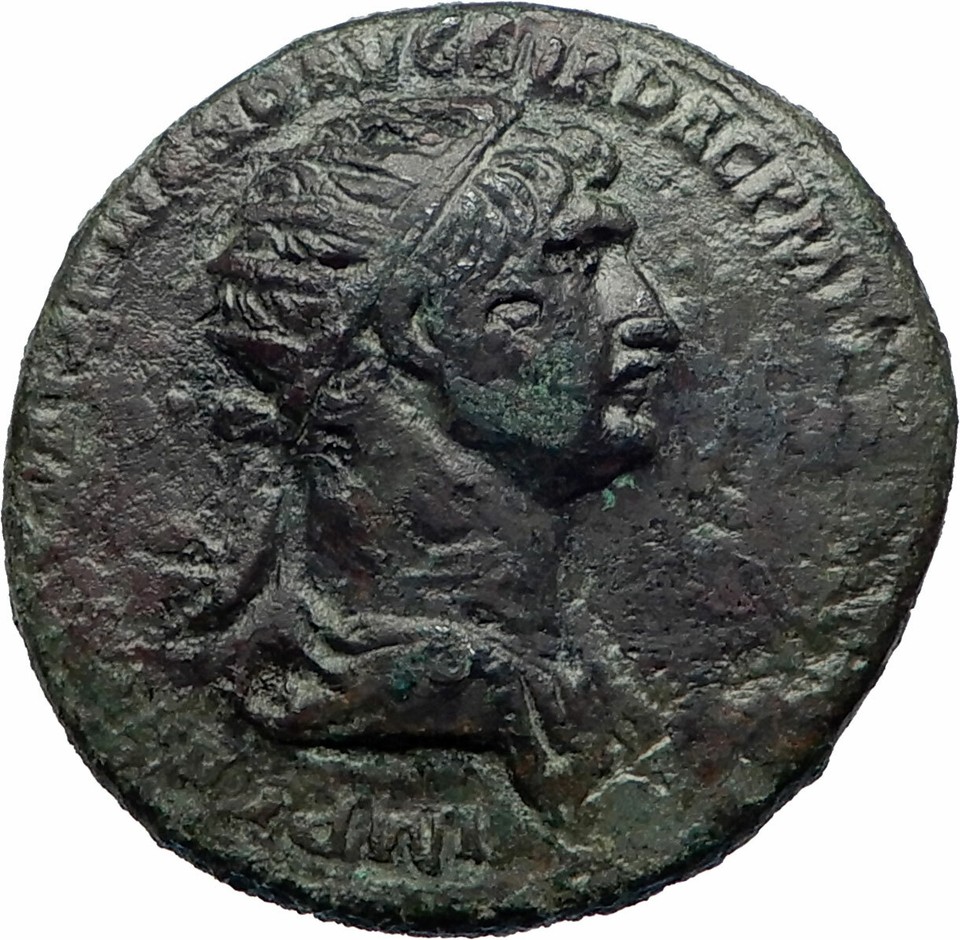 TRAJAN builds ROAD VIA TRAIANA Authentic Ancient 104AD Rome Roman Coin ...