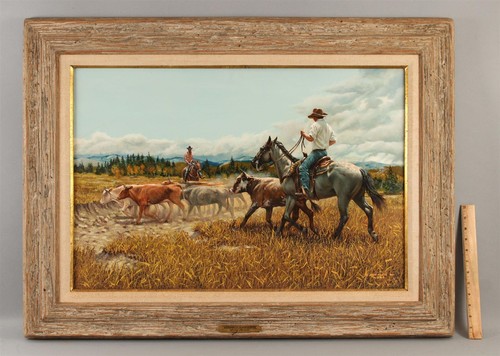 American Western Cattle Ranch Cowboys JERRY RINESS Realist Illustration ...