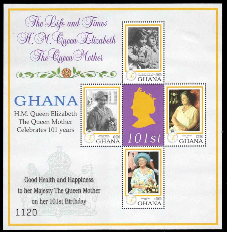 GHANA 2273 - Queen Mother 101st Birthday S/S (pc20179) | eBay