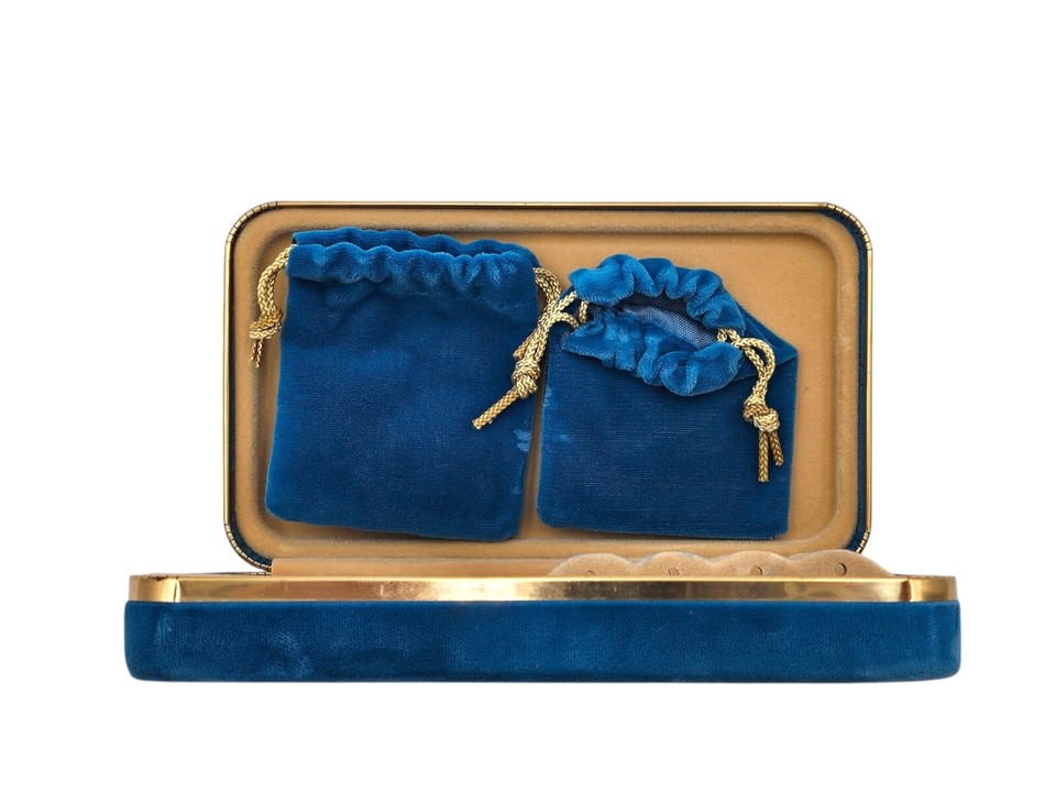 Vintage Blue Crushed Velvet Travel Jewelry Box 7 In *NEW* | eBay