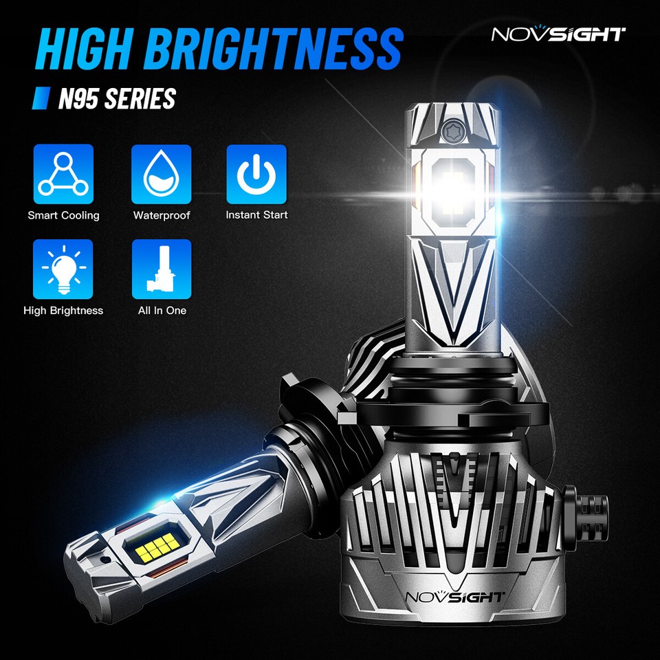NOVSIGHT 30000LM LED Headlight Bulbs High Low Beam 130W Super Bright ...