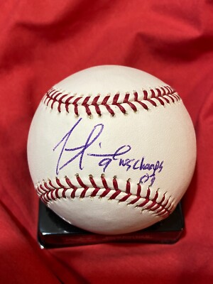 JUAN PIERRE AUTOGRAPHED SIGNED MAJOR LEAGUE BASEBALL OML "WS CHAMPS 03 ...