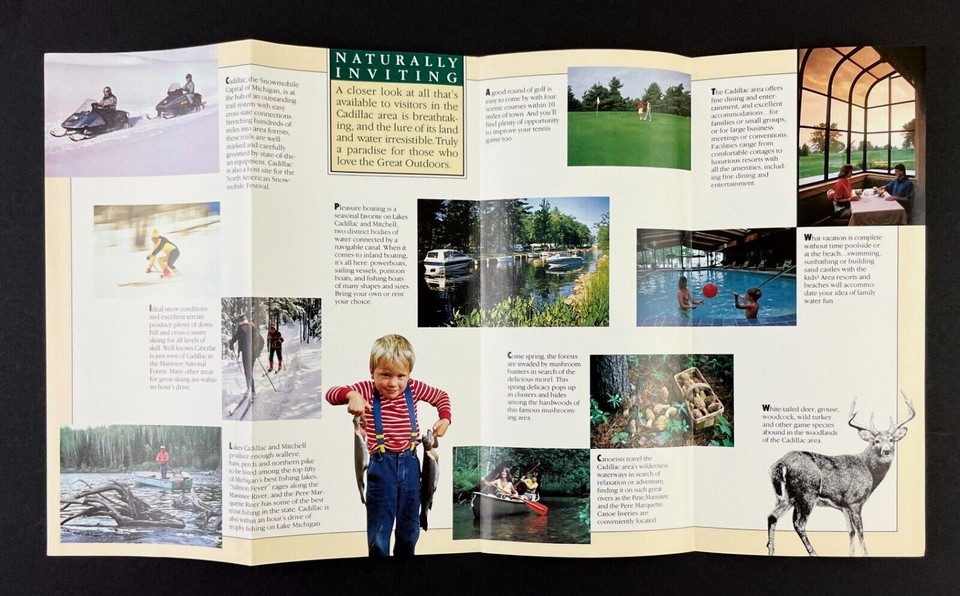 1990s Cadillac Michigan Vintage Travel Brochure Tourist Map Outdoor ...