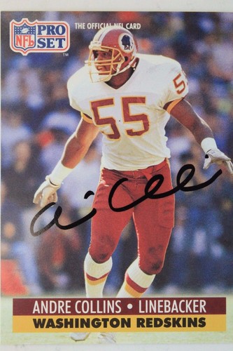 Andre Collins Redskins Penn St Autograph 1991 NFL Pro Set #318 Signed ...