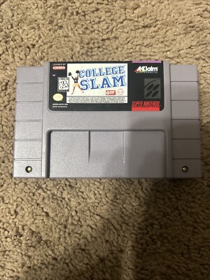 SNES Super Nintendo College Slam Authentic Tested & Working Acclaim ...