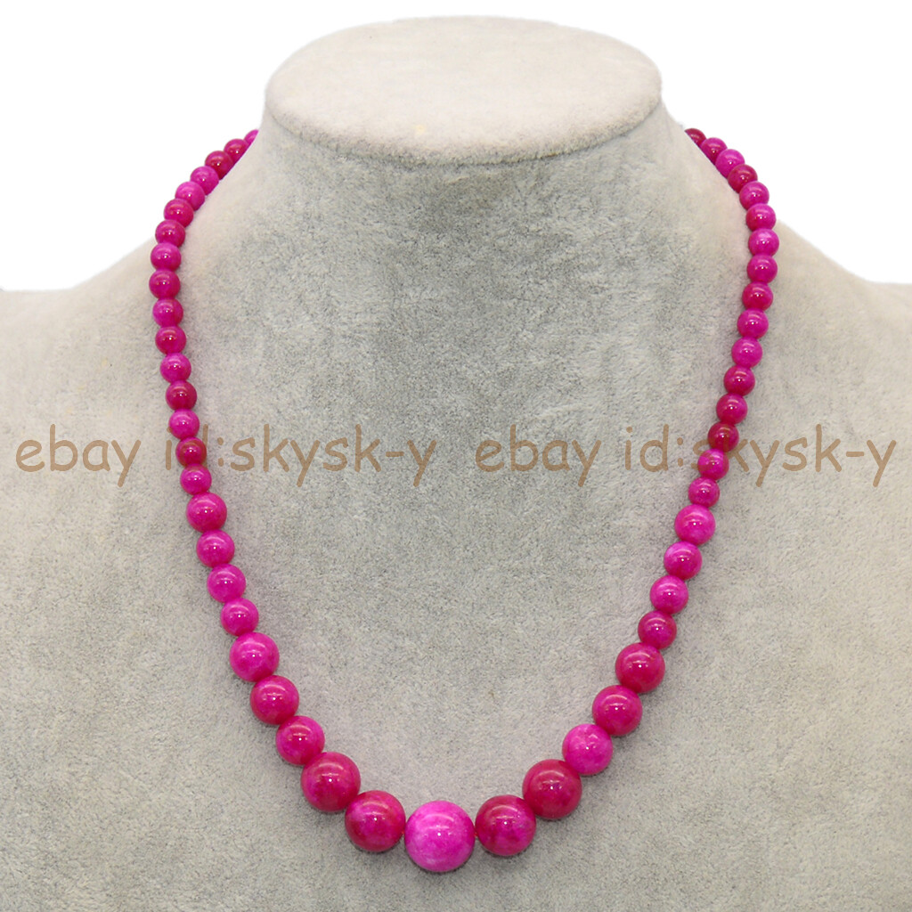 6-14mm Natural Pink Sugilite Round Gemstone Beaded Graduated Necklace ...