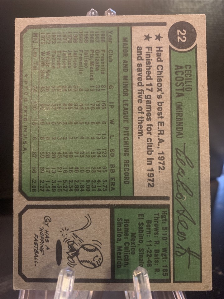 1974 Topps Baseball Cards #22 Cy Acosta | eBay