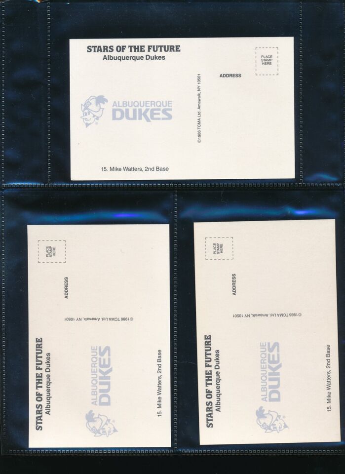 Lot (3) 1986 TCMA #15 Mike Watters Albuquerque Dukes Color Photo ...