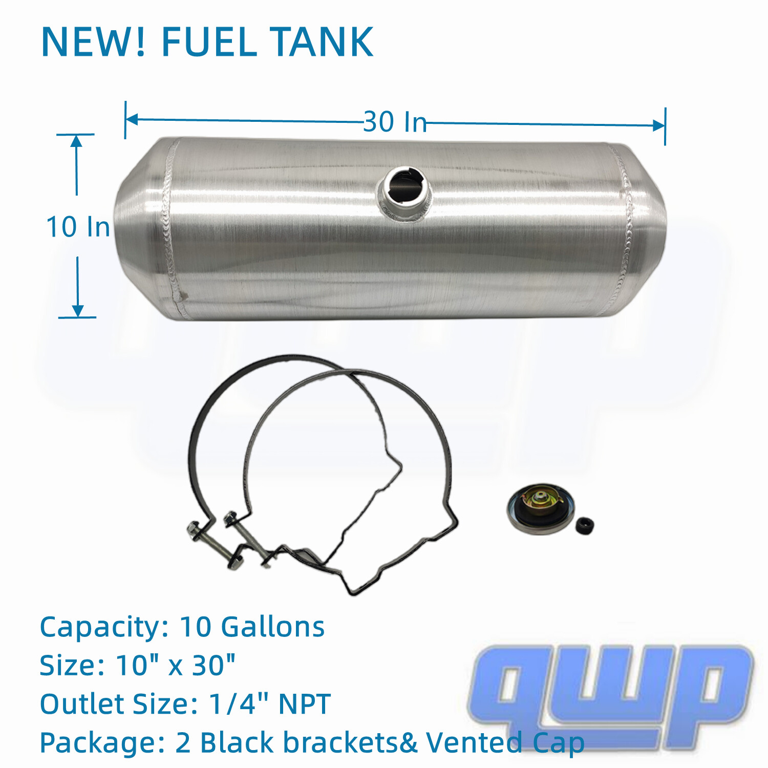 Fuel Tank 10 Gallons 10 x30'' Center Fill 1/4'' NPT Gas Tank -Truck ...
