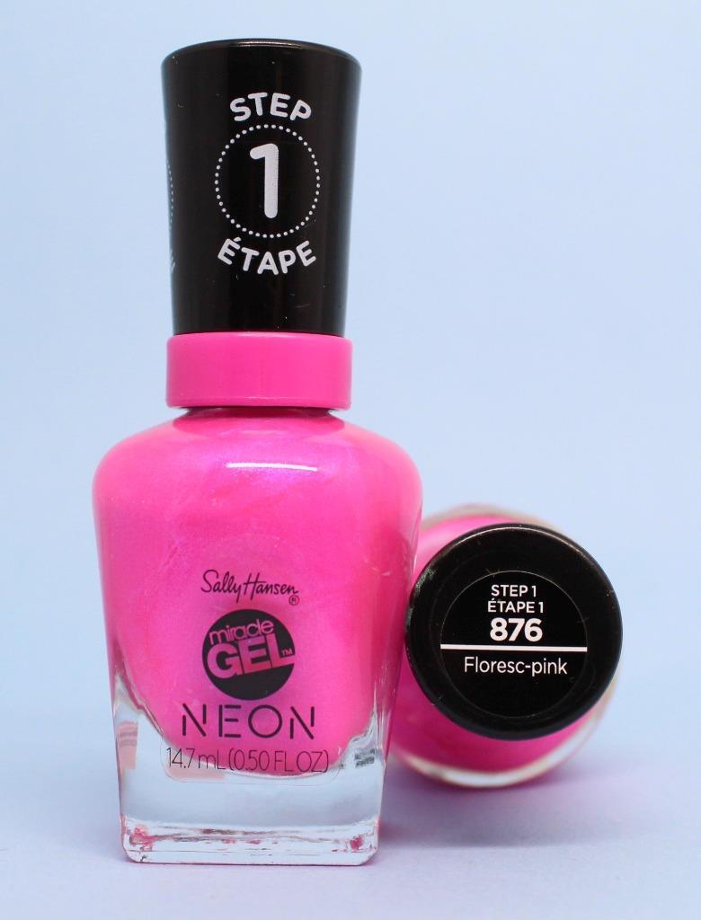 Sally Hansen Miracle Gel #876 Floresc-pink (Pink Neon) Step1 No UV ...