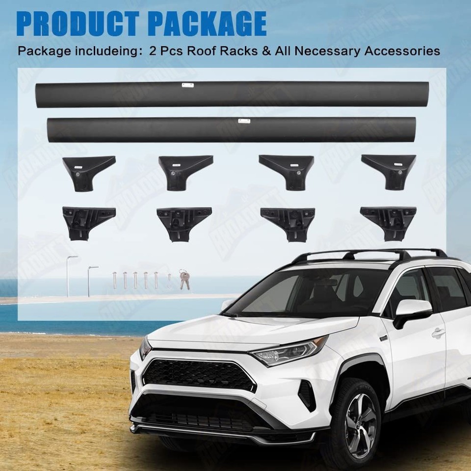 2PCS Lockable Heavy Duty Roof Rack Cross Bar For Toyota RAV4 RAV4 2019 ...
