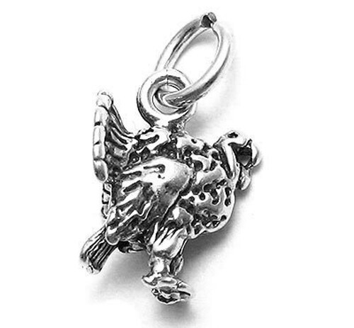 Guaranteed 925 Sterling Silver 3D Turkey Charm Happy Thanksgiving ...