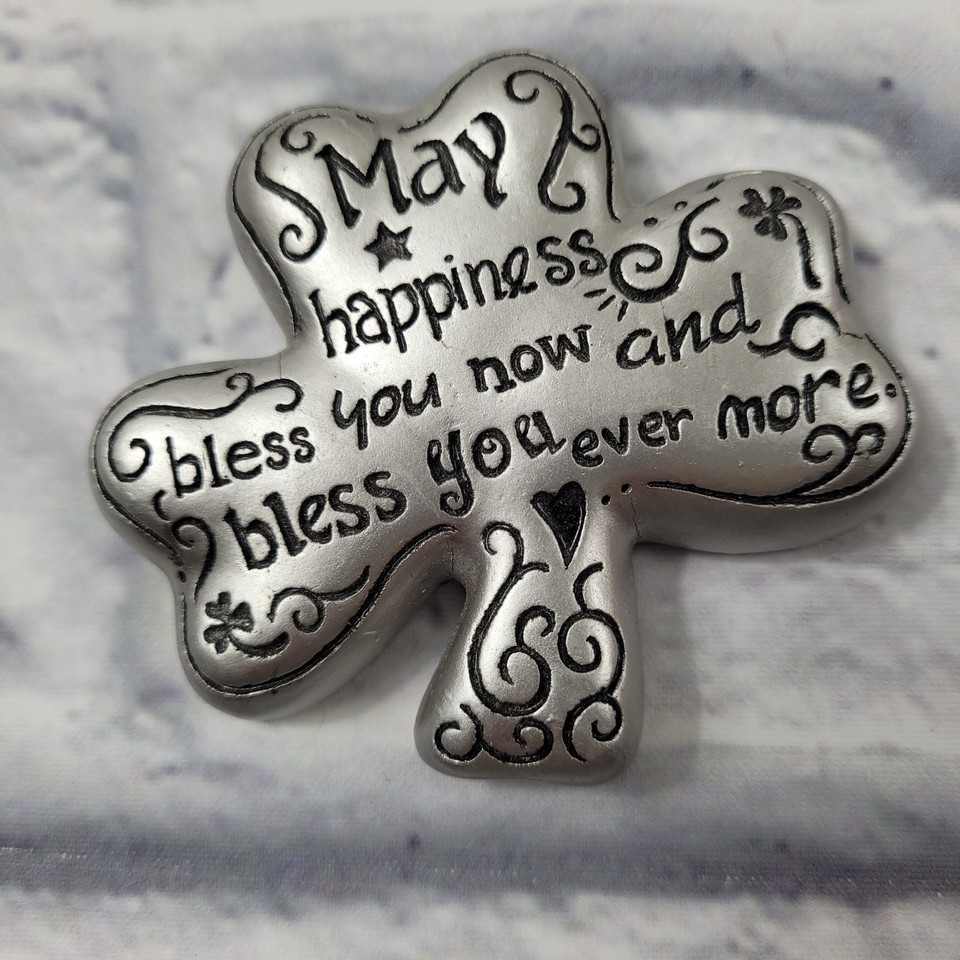 Silvertone Shamrock Paperweight with Irish Blessing | eBay
