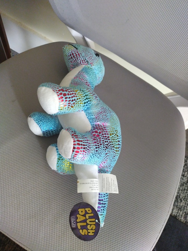 NEW BMI Plush Pals Blue Multicolored Shimmer Dino Dinosaur Stuffed ...