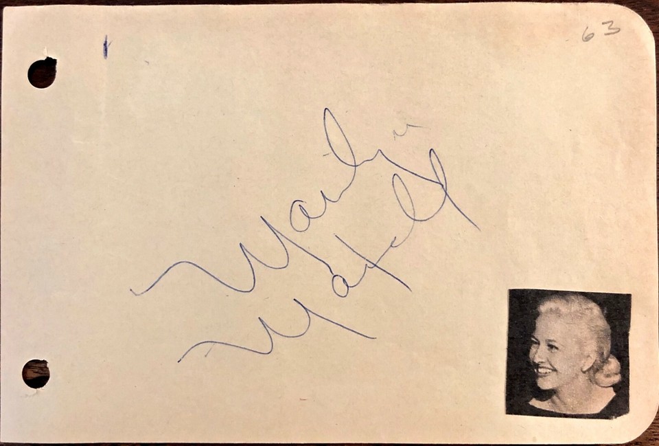 MARILYN MAXWELL AUTOGRAPHED SIGNED VINTAGE 1950s ALBUM PAGE OFF LIMITS ...