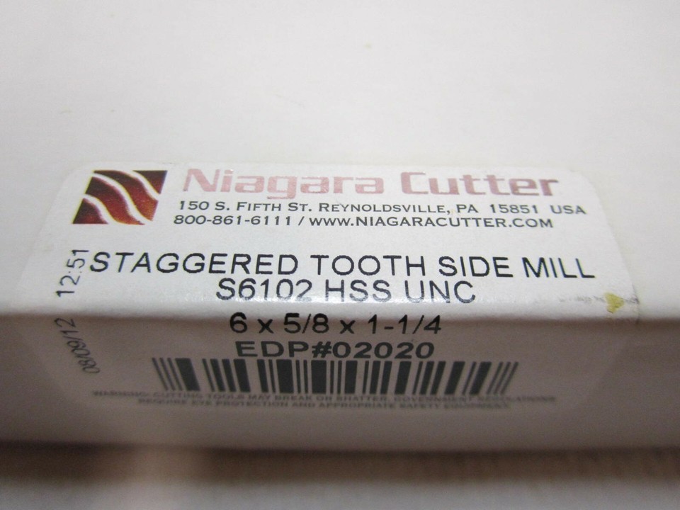 Niagara Cutter S6102 6" x 5/8" x 1-1/4" Side Mill Cutter Staggered ...