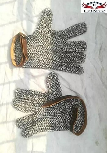 Medieval Armor Chainmail Gauntlets Cosplay 18 Gauge Steel Knight Silver ...