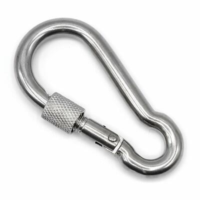 1.5 " Heavy Duty Metal Screw Lock Carabiner Hook Snap Clip 316 SS ...