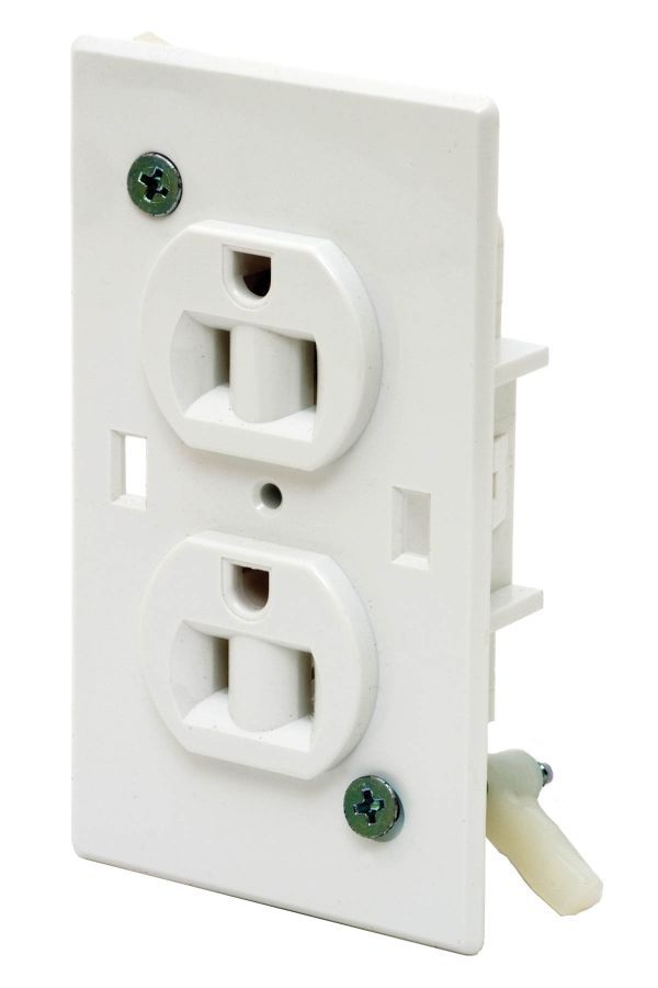 White Self Contained Outlet Receptacle Snap Plug w/ Plate WDR Mobile ...