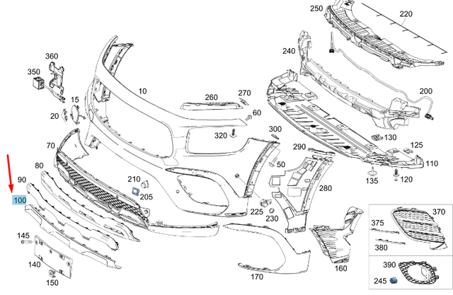 MERCEDES-BENZ GLB X247 Front Bumper Bottom Trim Bar A2478854003 GENUINE ...