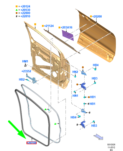 FORD KUGA MK2 C520 Front Right Door Seal 2255990 CV44-S20708-AA NEW ...