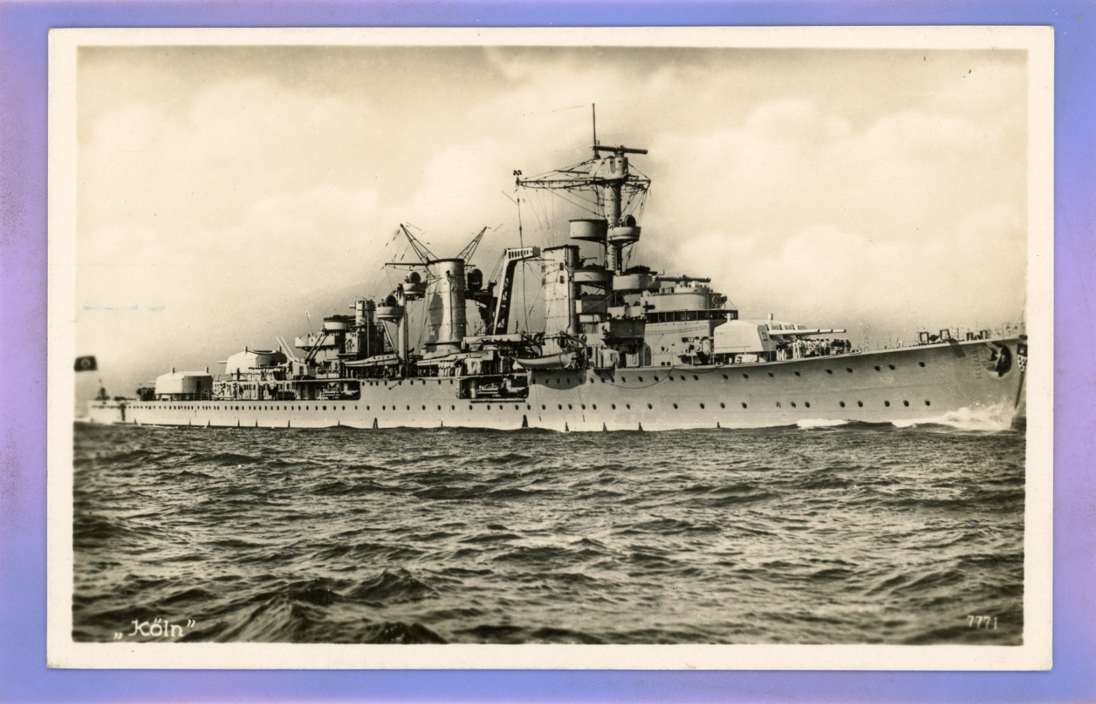 1941 Köln GERMAN CRUISER SHIP NAVY MILITARY SUNK 1945 WW2 WAR RP PHOTO ...