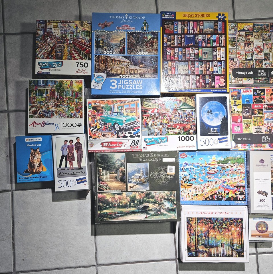 LOT OF 20 VARIETY JIGSAW PUZZLE MIXED 500, 1000 PCS. ALL TYPES & SCENES ...