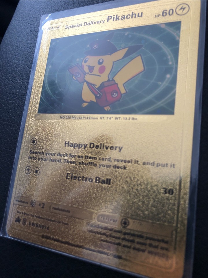 Pokemon Special Delivery Pikachu Gold Card SWSH074 Game Freak Nintendo ...