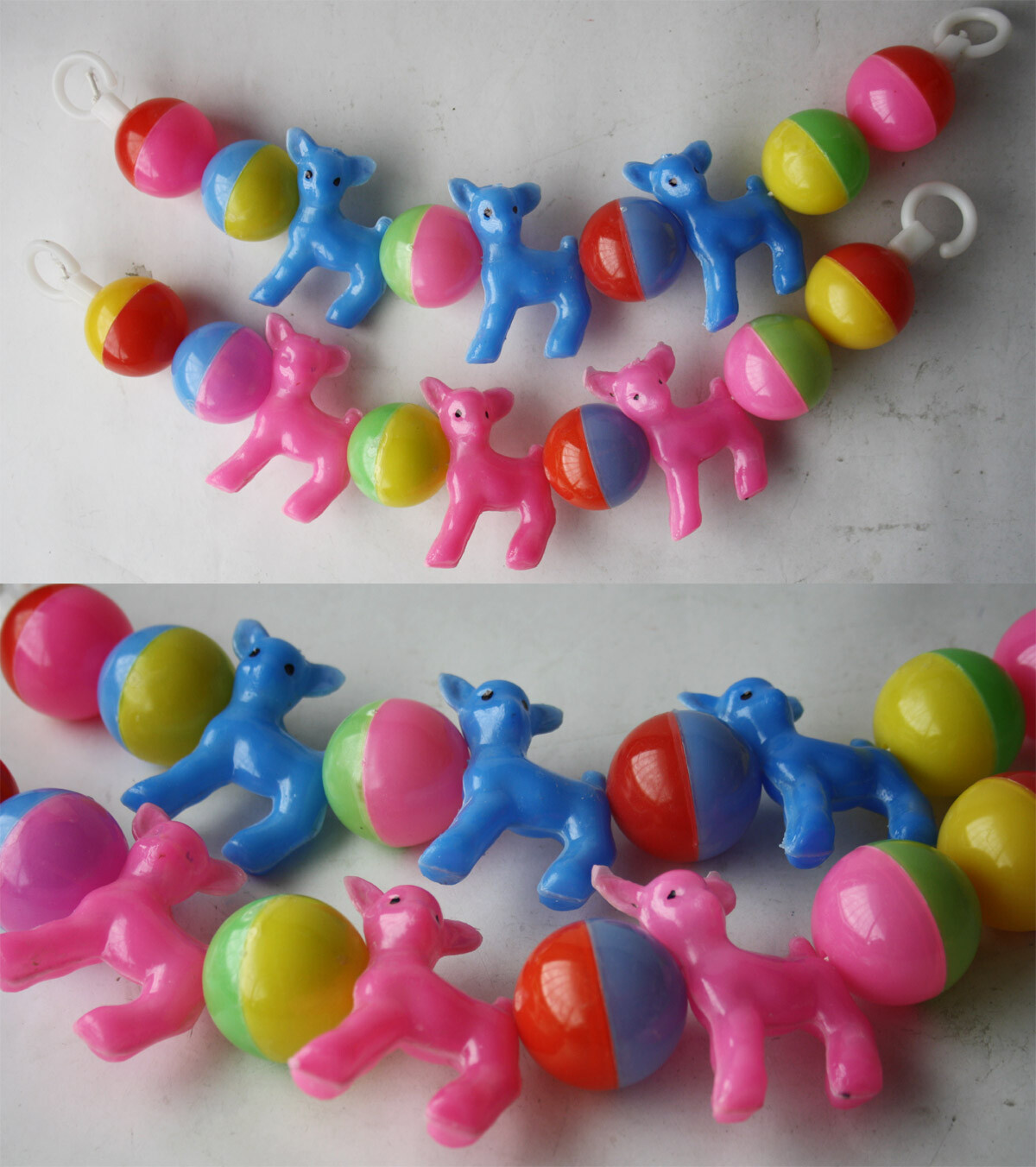2X RARE VINTAGE 60'S GREEK HARD PLASTIC BABY RATTLE TOY SHEEP GREECE ...