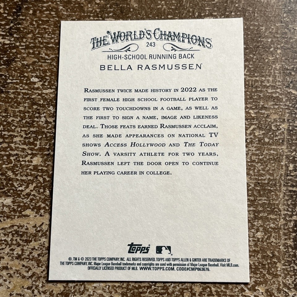 2023 Topps Allen & Ginter Bella Rasmussen High School #243 | eBay