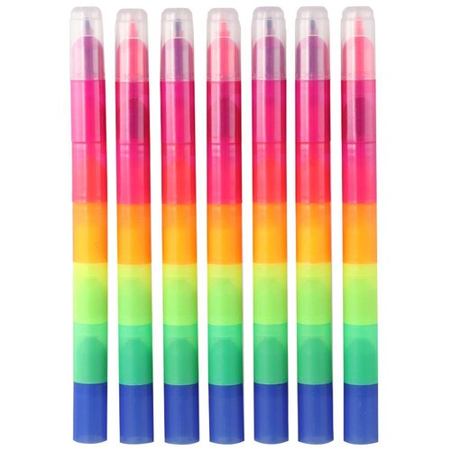 6 Colors Rainbow Color Pen Rainbow Color Highlighter Office Supplies | eBay