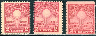 US Stamp 654 655 656 Edison's First Lamp (3) Singles Fine Mint MNH NH ...