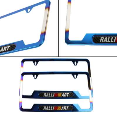 Brand New Universal 2PCS Ralliart Titanium Burnt Blue Metal License ...