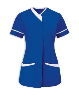 ASYMMETRICAL VNECK TUNIC NURSES UNIFORM NHS ROYAL BLUE WITH WHITE TRIM ...